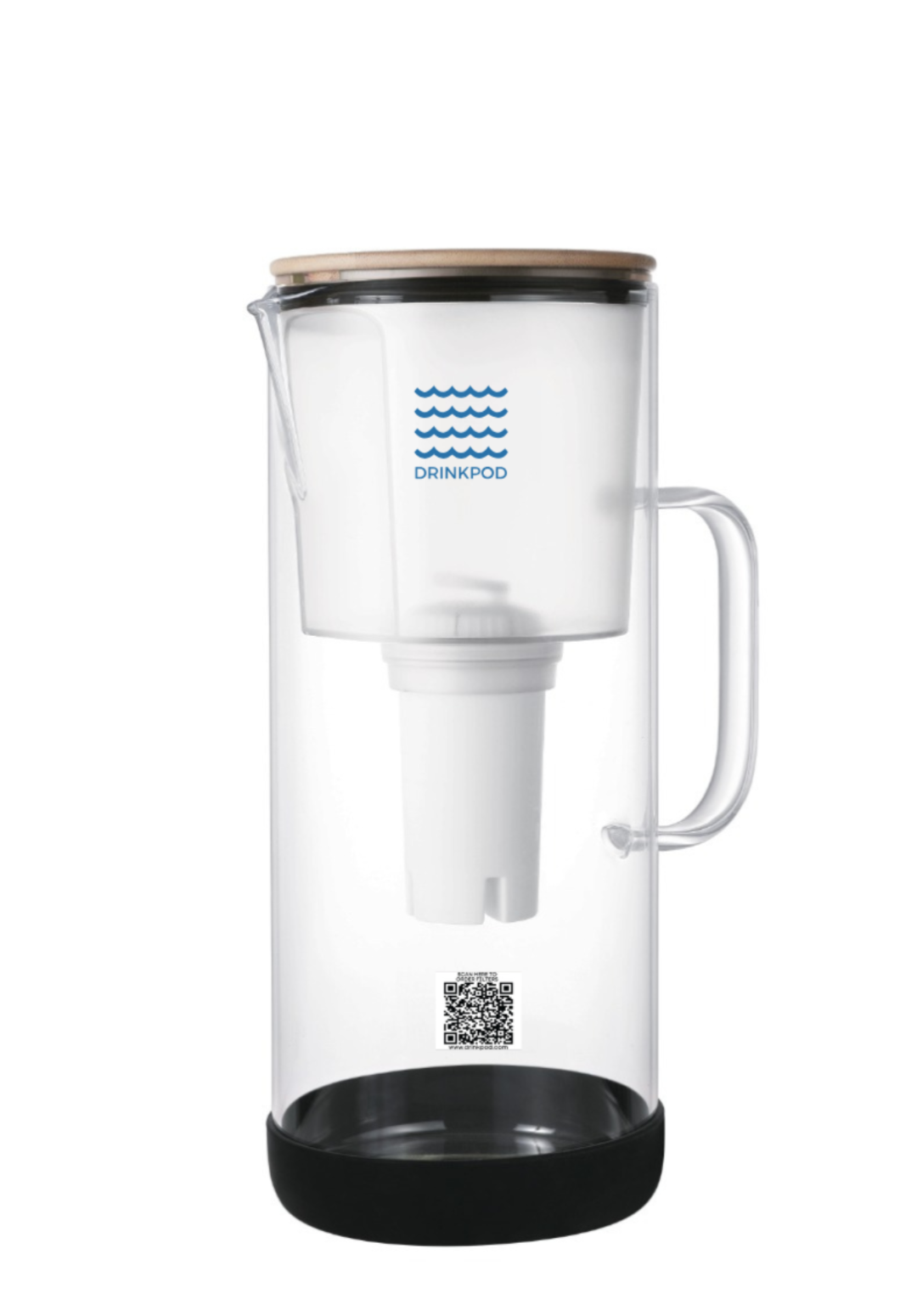 Drinkpod pH Restore Glass Alkaline Water Pitcher - Long Lasting Water